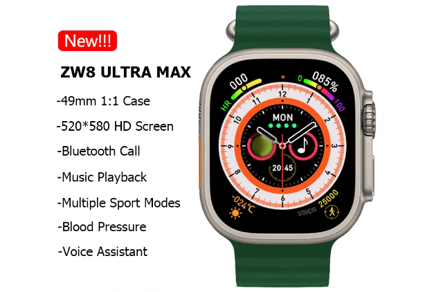ZW8 Ultra Max SmartWatch: 49MM Apple Watch Ultra Clone - Chinese Smartwatches